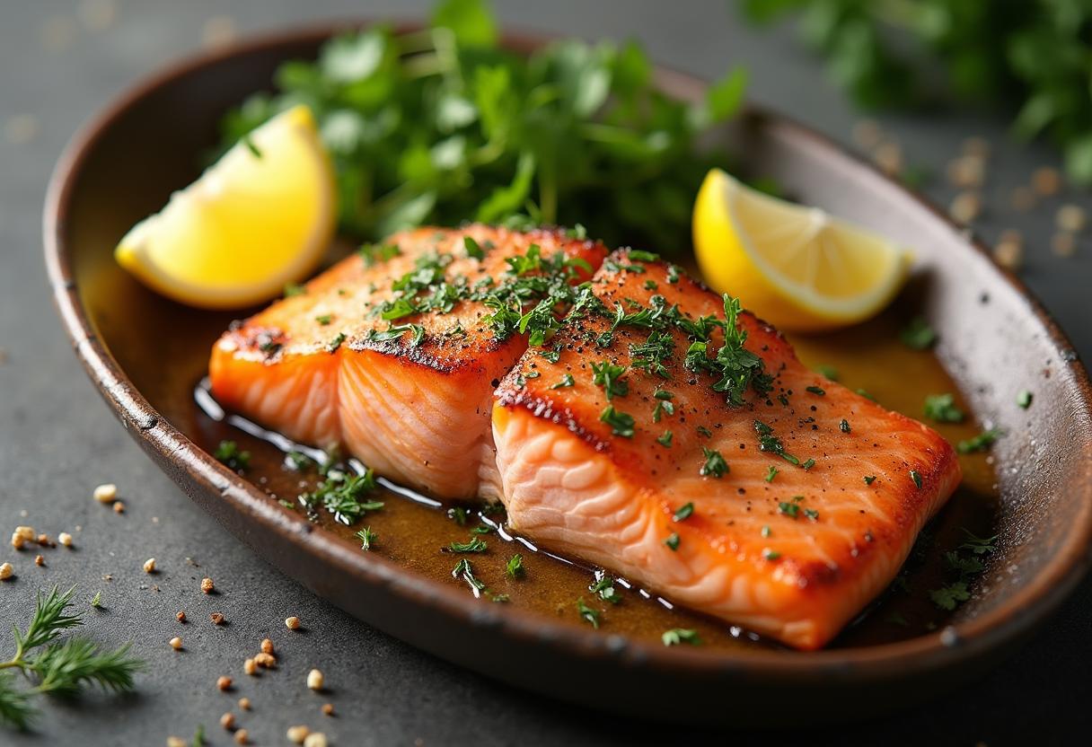 סלמון אפוי עם עשבי תיבול ולימון - Bmap - מפת העסקים של ישראל